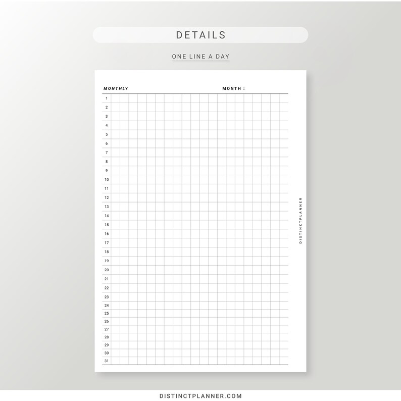 A5 Inserts Undated Monthly One Line a Day, Monthly Planner Printable ...