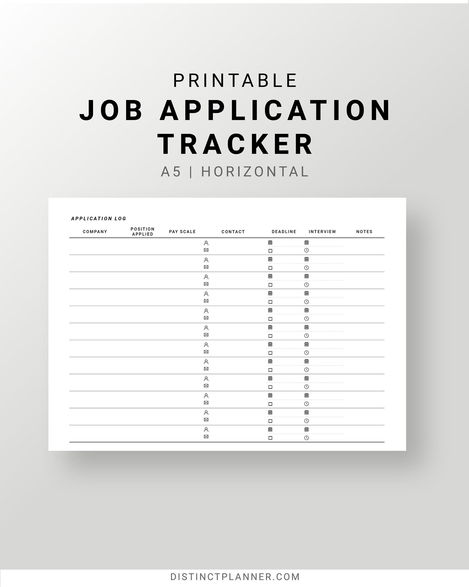 Application Tracker for Job Seeker A5 Inserts | Job Application Log ...