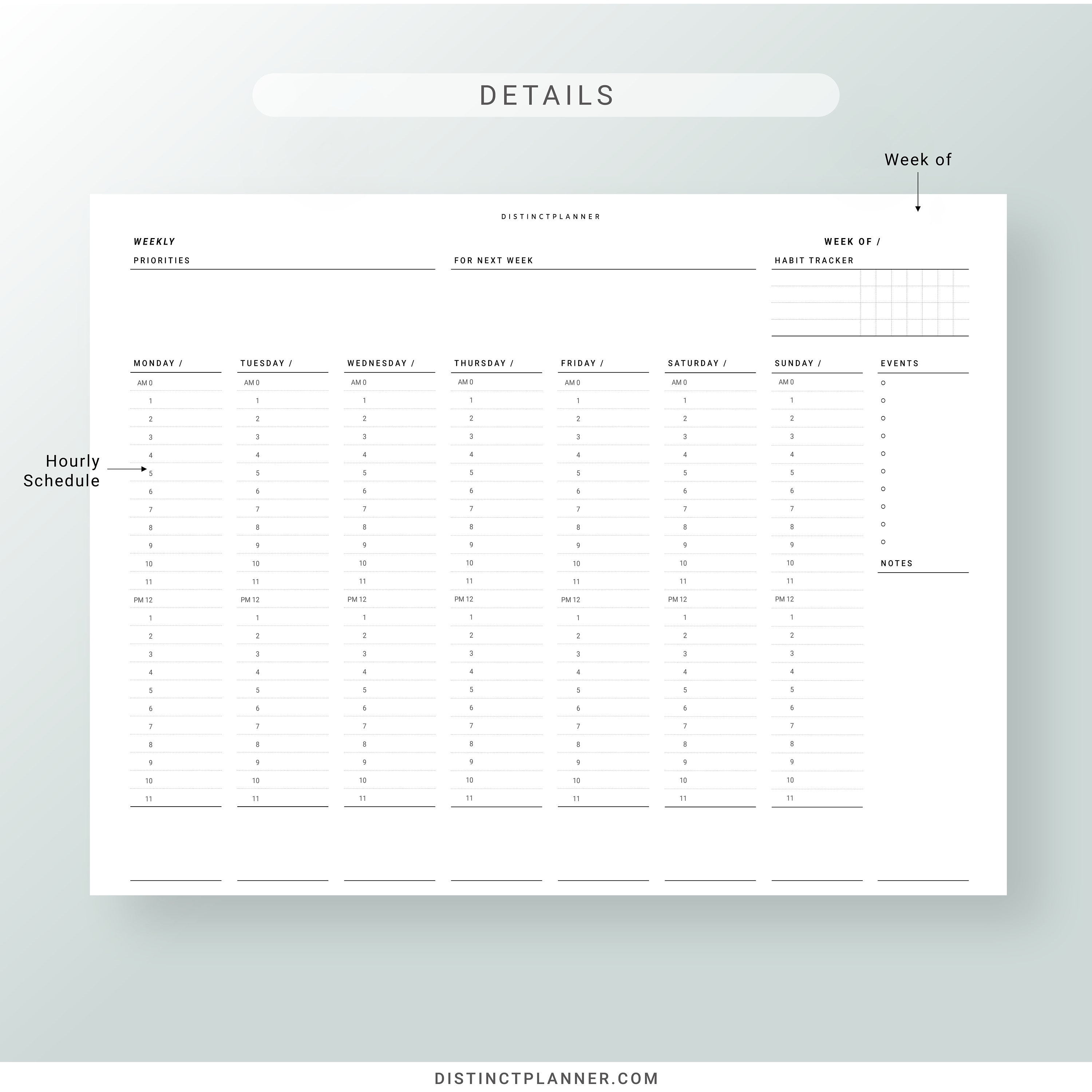 A4 | Weekly Planner Time Blocking Printable | Weekly Timetable Desk Pad ...