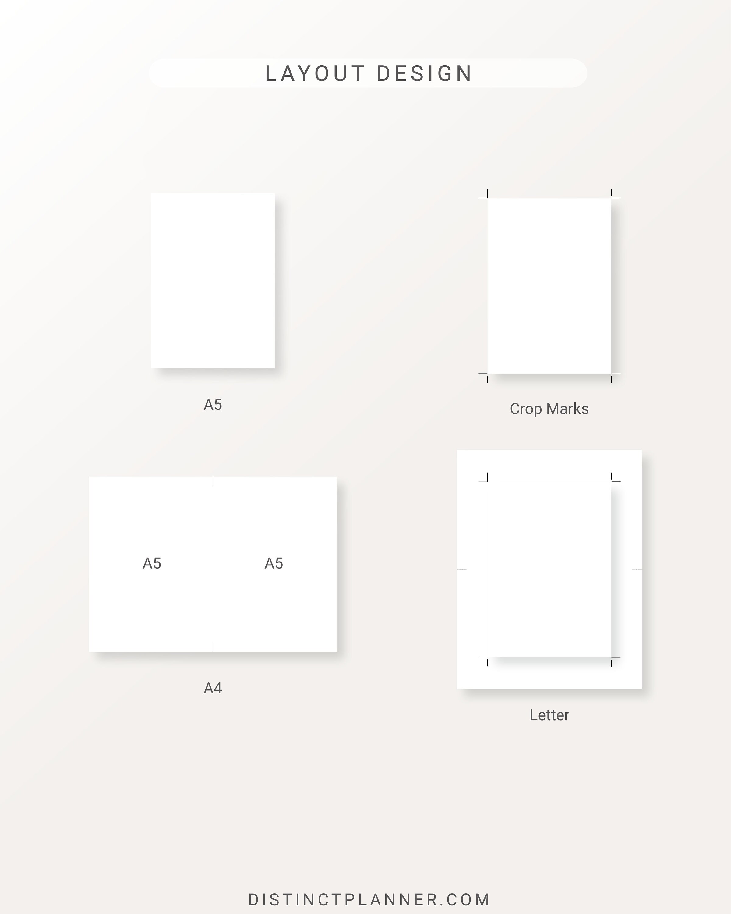 A5 Monthly Overview Horizontal Inserts, Undated Printable Planner ...