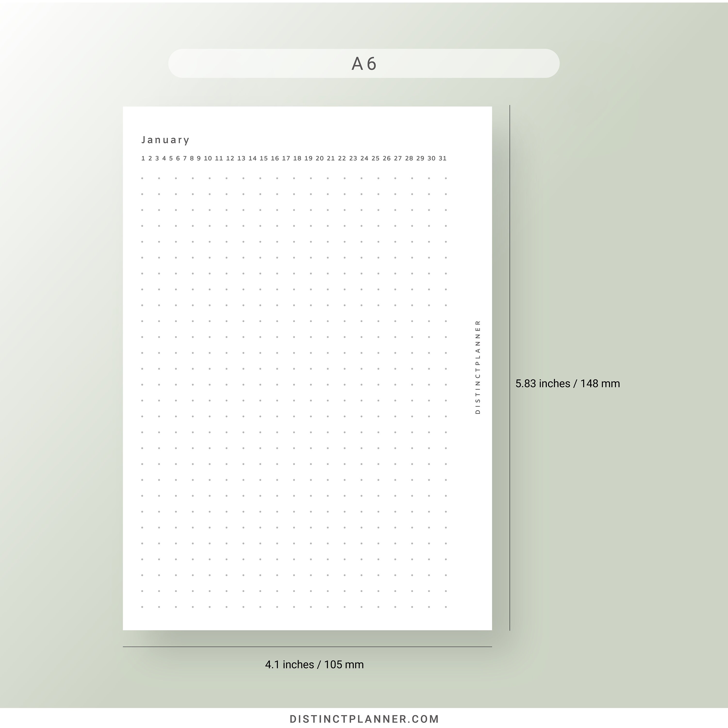 A6 Inserts, Bullet Journal Printable Dot Grid, Undated Monthly Notes ...