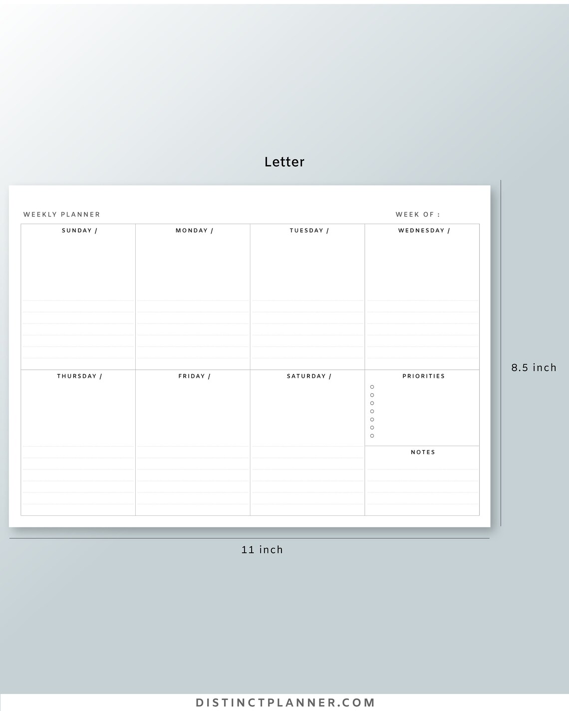 Undated A4 Weekly Planner Worksheet | Digital Template for Printable ...