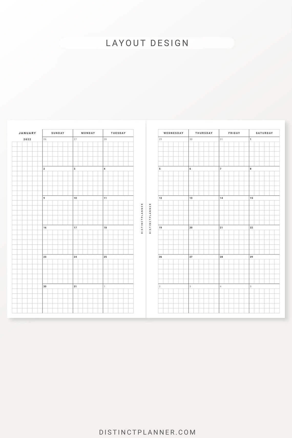 2022 Monthly Planner A5 Inserts, Full Dated Month on Two Pages for ...