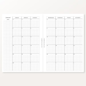 2022 Monthly Planner A5 Inserts, Full Dated Month on Two Pages for ...
