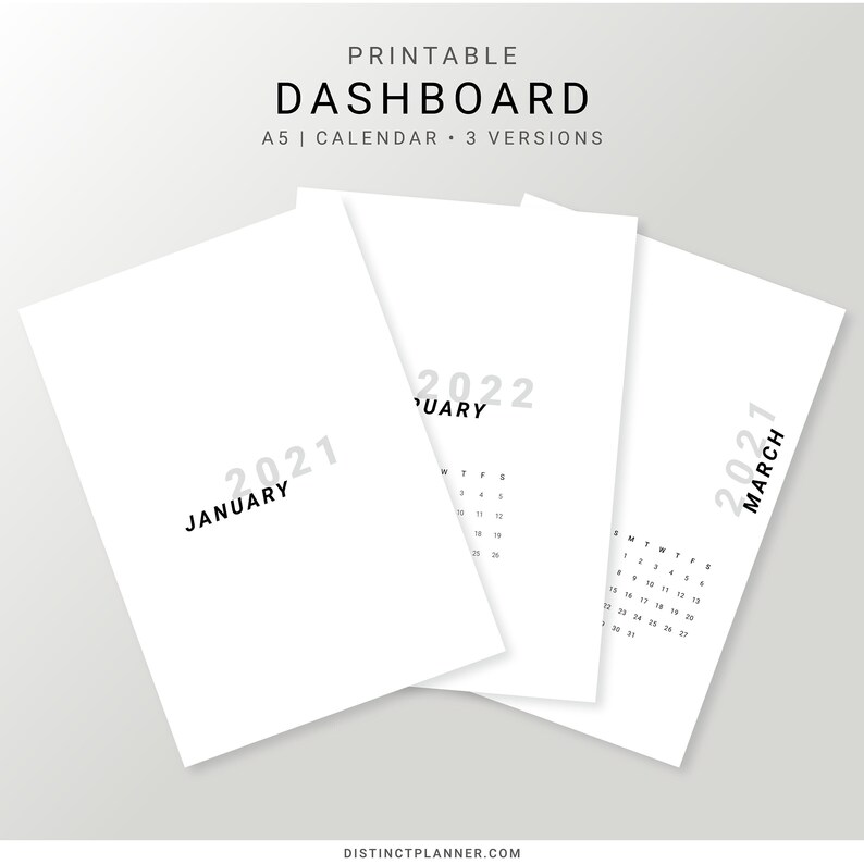 2021 2022 Calendar Dashboard Printable A5 Dashboard Planner - Etsy