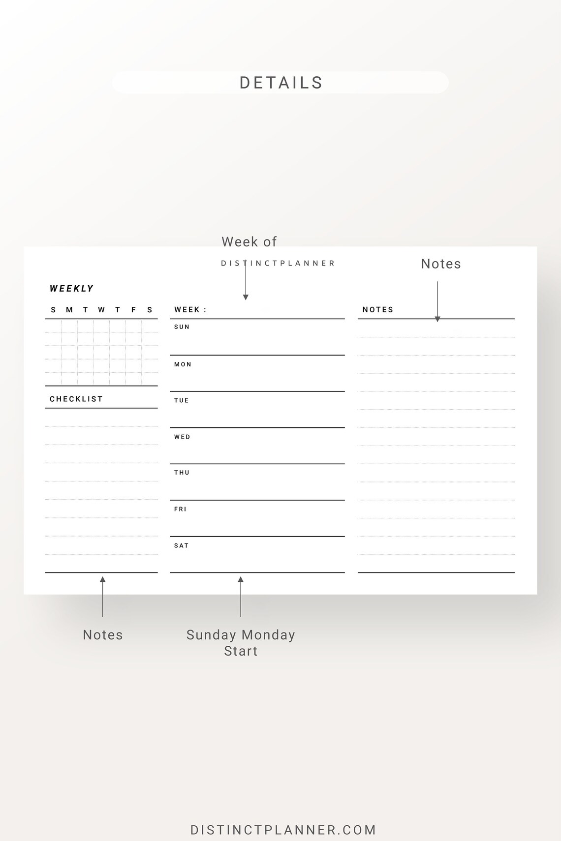 Weekly Planner Horizontal Template Pocket, Undated Weekly Journal With ...