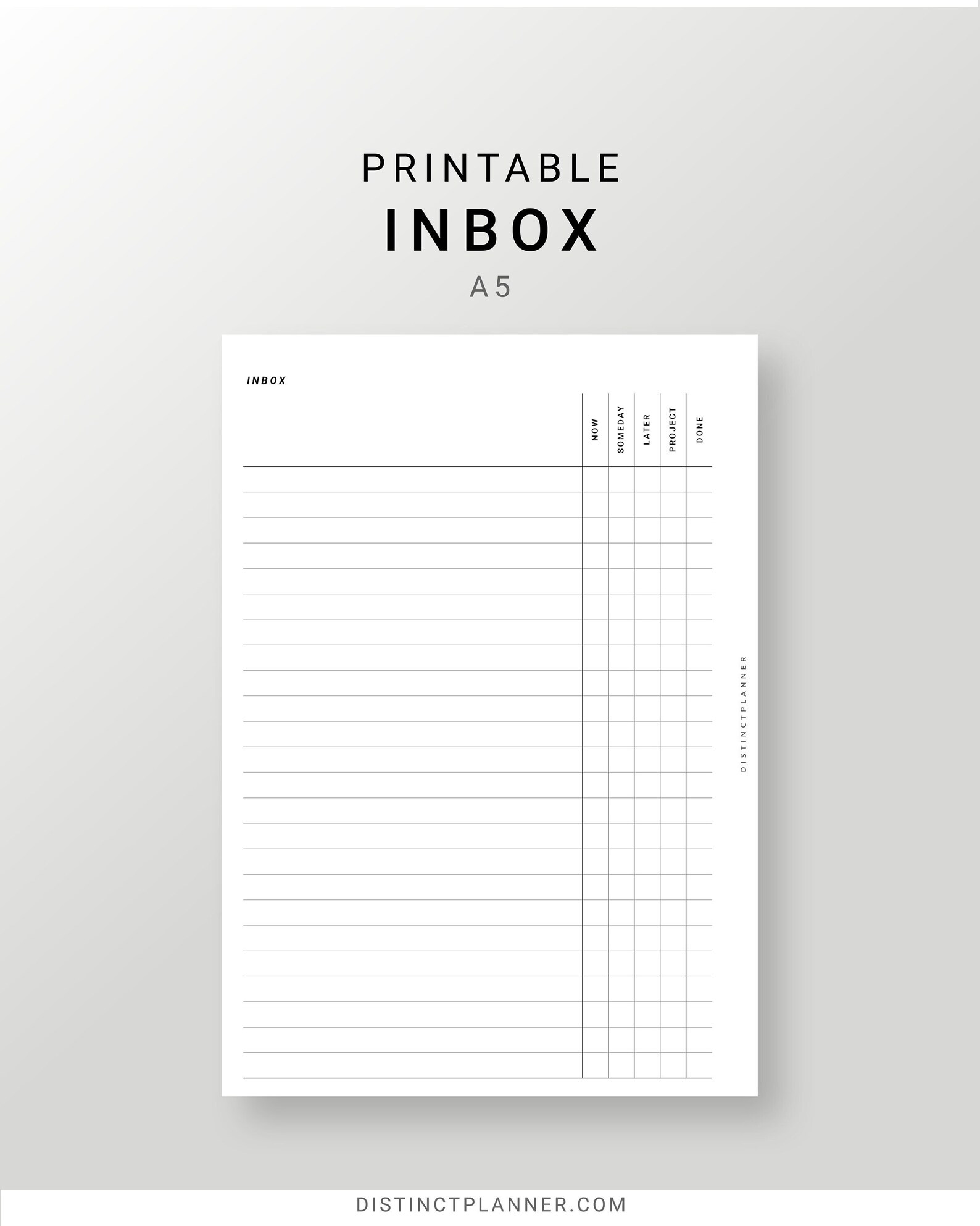 Inbox Printable Planner Inserts A5, Checklist Template, Inbox to Do ...