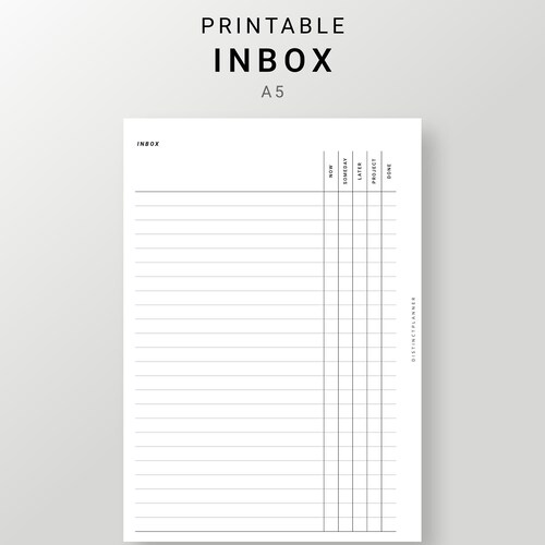 Inbox Printable Planner Inserts A5 Checklist Template Inbox - Etsy