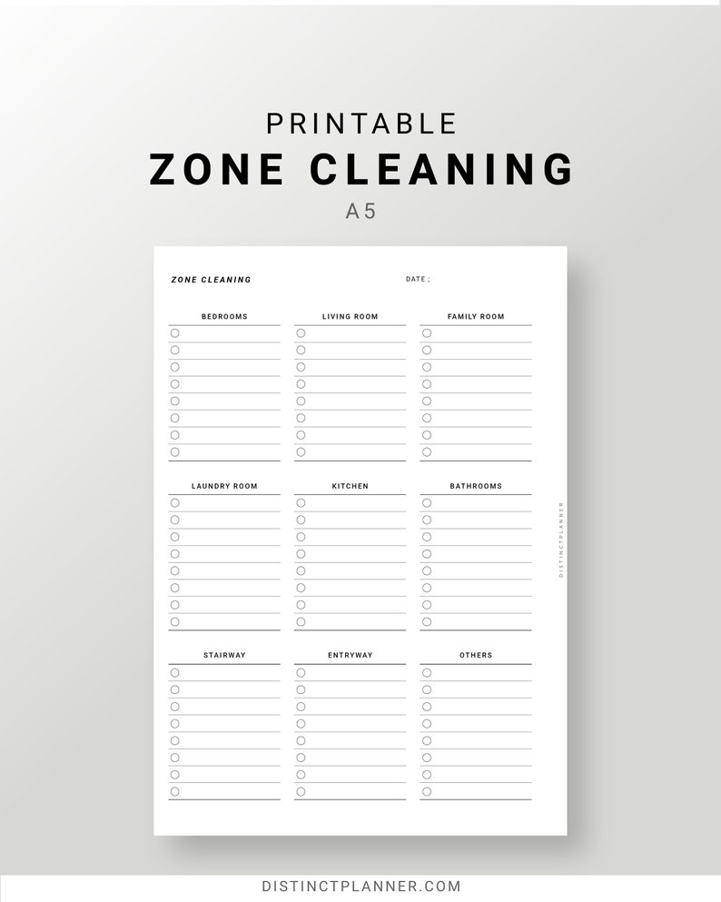 Zone Cleaning Checklist A5 Template, Housekeeping Checklist Printable ...