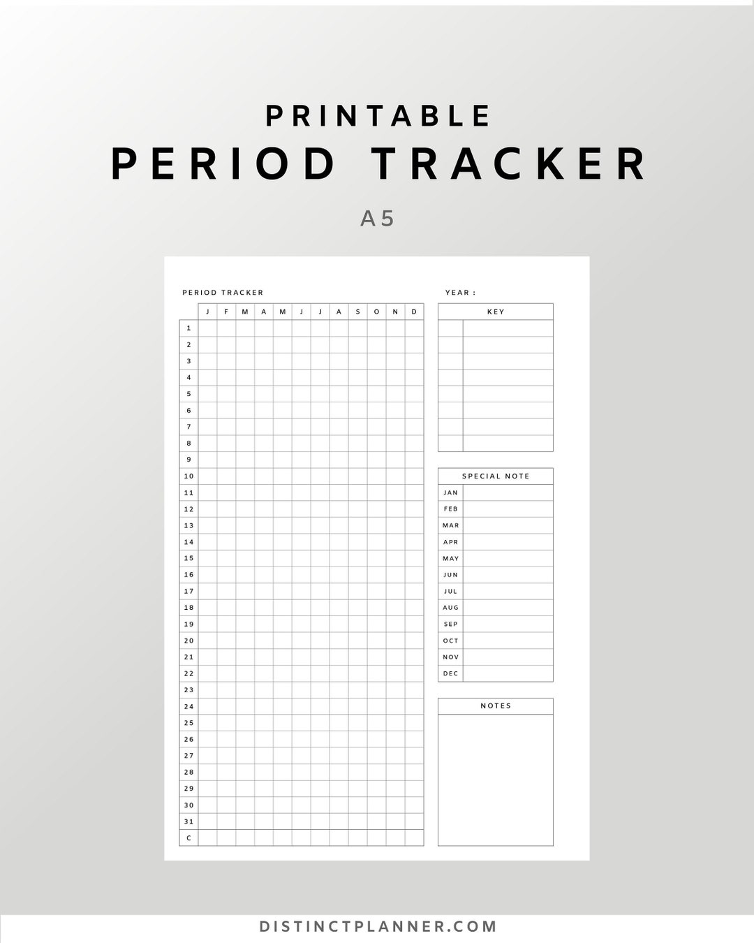 A5 | Period Tracker Printable | Menstrual Cycle Tracking Planner ...