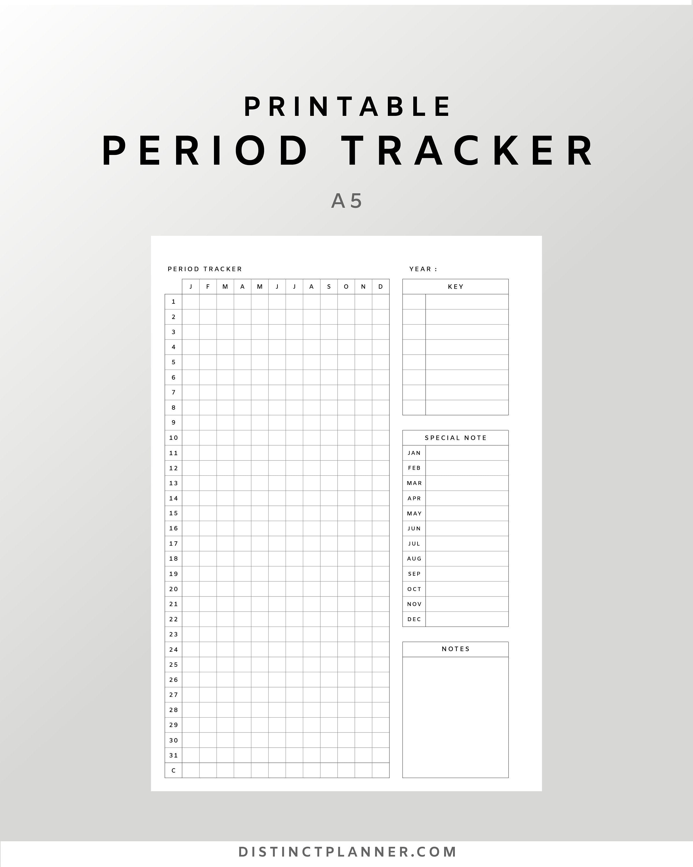 A5 Period Tracker Printable Menstrual Cycle Tracking Planner ...