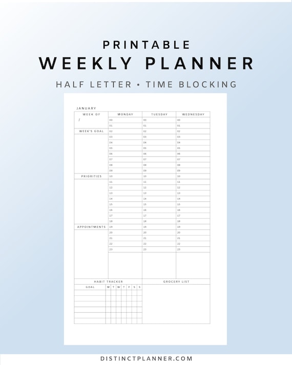 Weekplanner Met Tijden Sjabloon