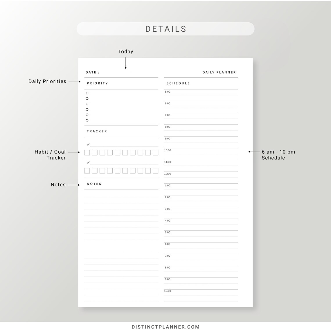 A5 Daily Planner Inserts Printable Editable, Daily Organizer Hourly ...