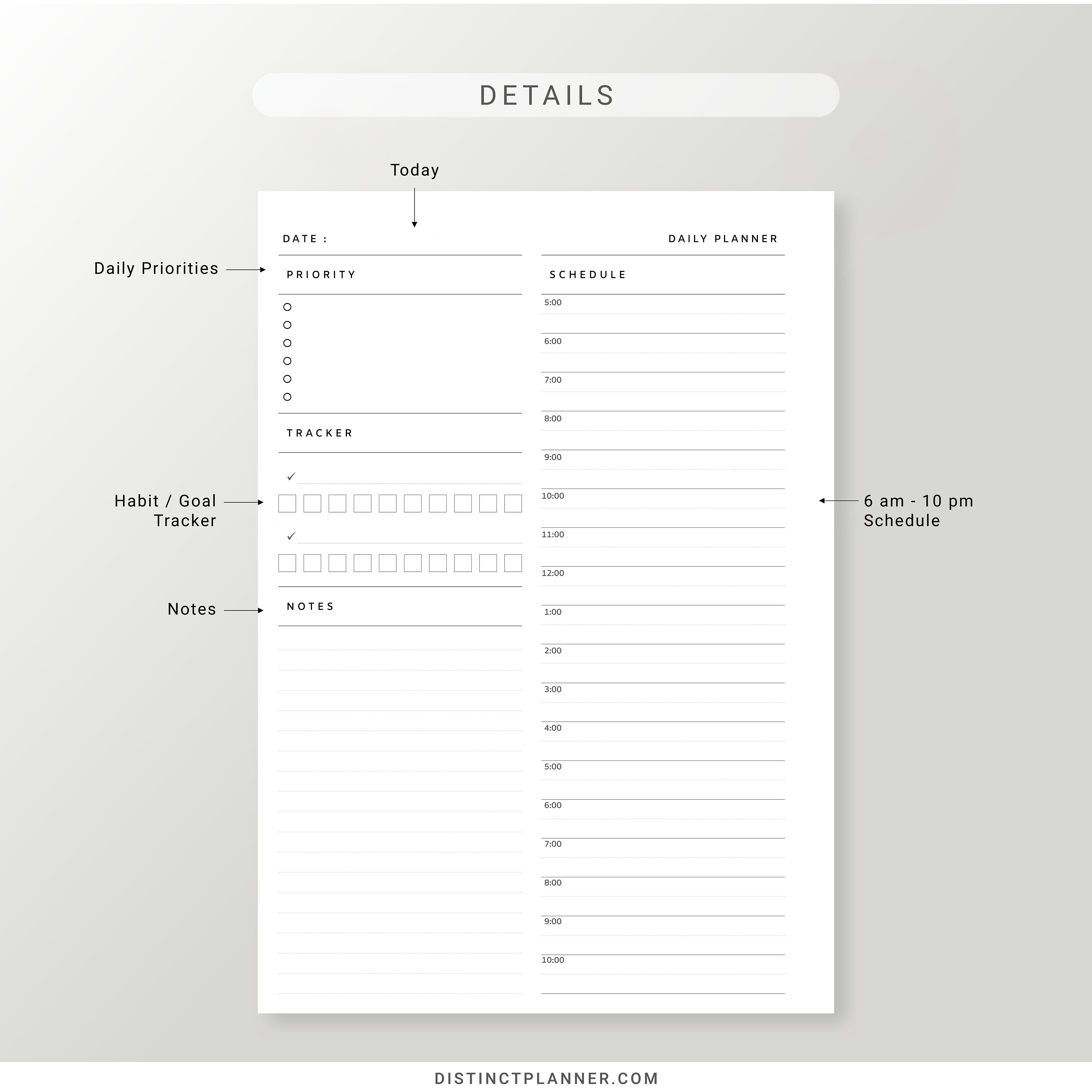 A5 Daily Planner Inserts Printable Editable, Daily Organizer Hourly ...