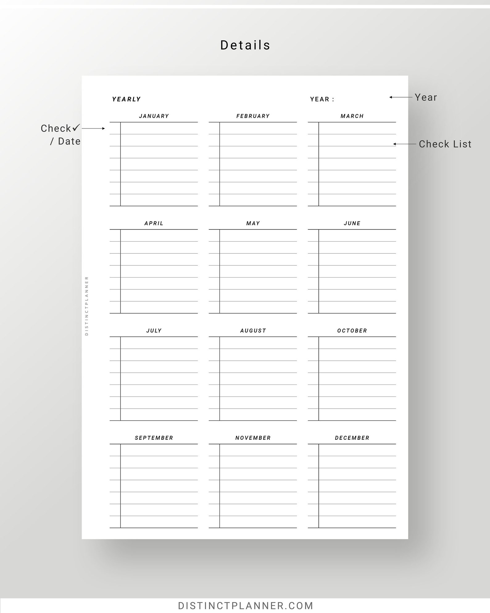 Yearly Checklist Printable A5, Yearly to Do List, Undated Yearly ...