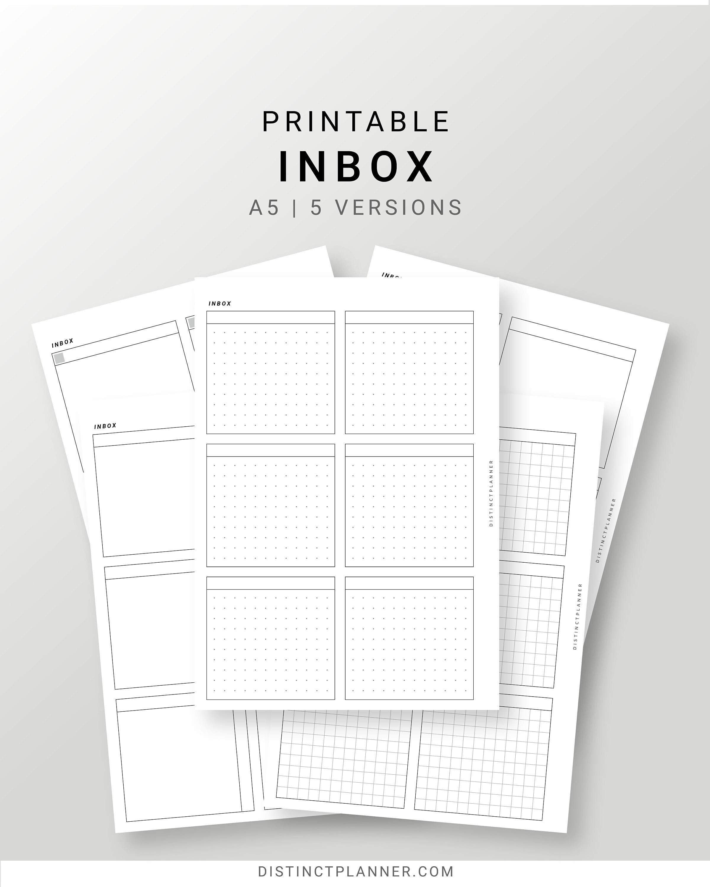 Inbox Planner Inserts, A5 Inbox Template for Minimalist, Inbox Tracker ...