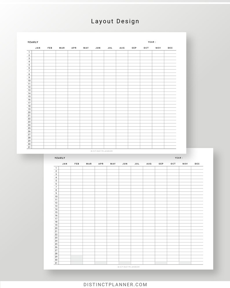Yearly Overview Printable, Minimalist Yearly Planner Template A5 ...