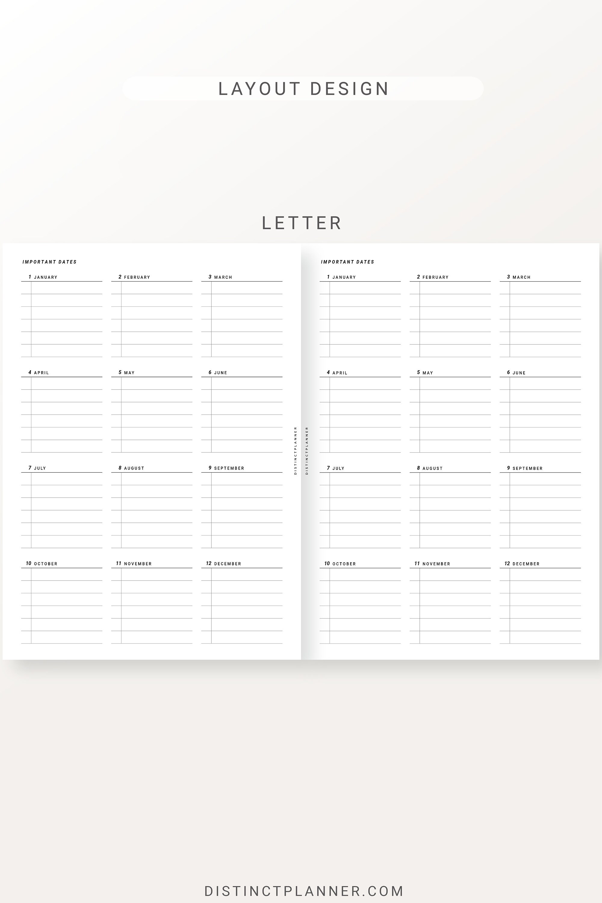 A4 Letter Inserts, Yearly Important Dates Printable, Birthday ...