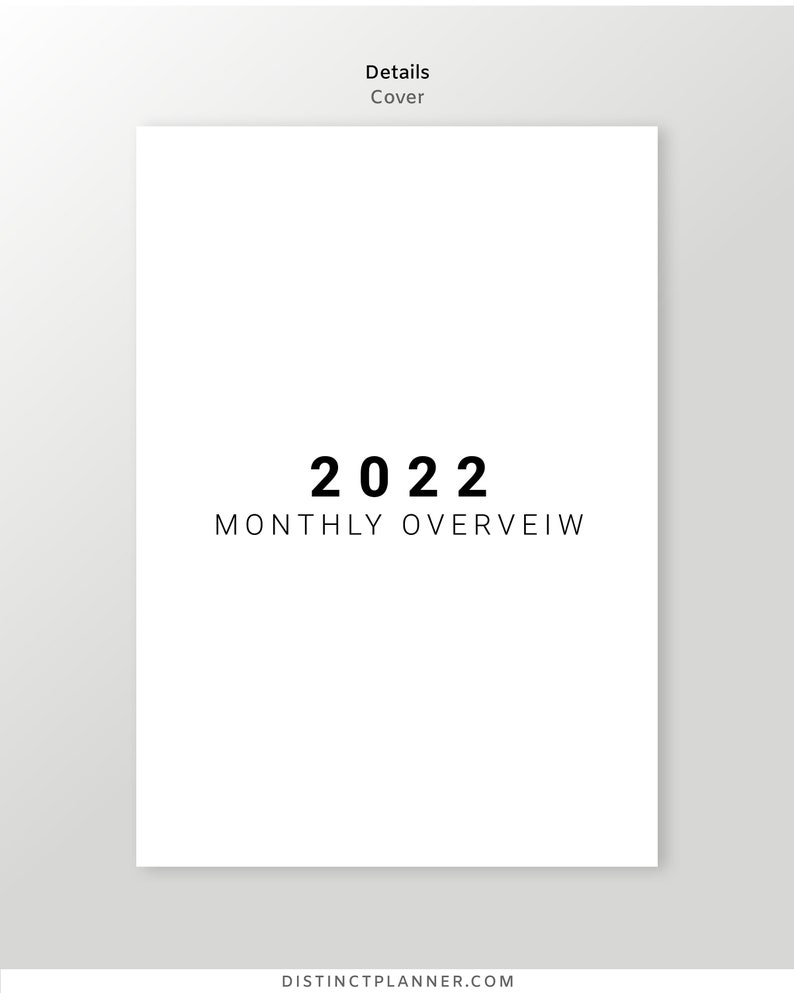 2021-2022 Monthly Overview Printable A5 Minimalist Dated Month at a ...