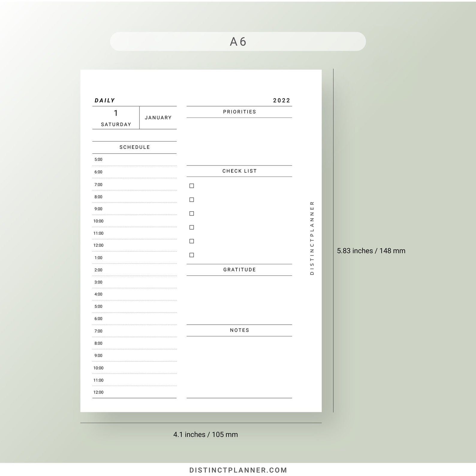 A6 2022 Dated Daily Planner Printable, 2H 2021 2022 Full Dated Daily ...