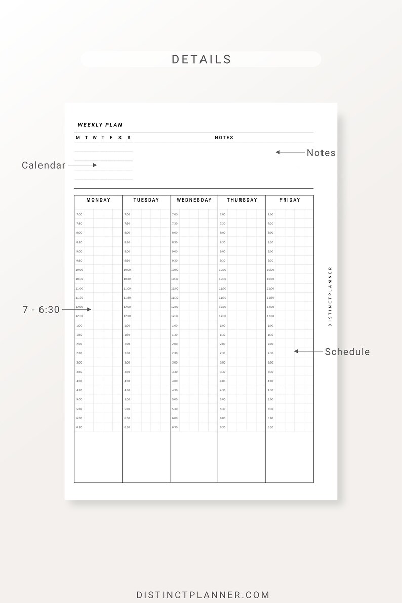 A5 Undated Weekly Time Blocking Printable | Best Time Management ...