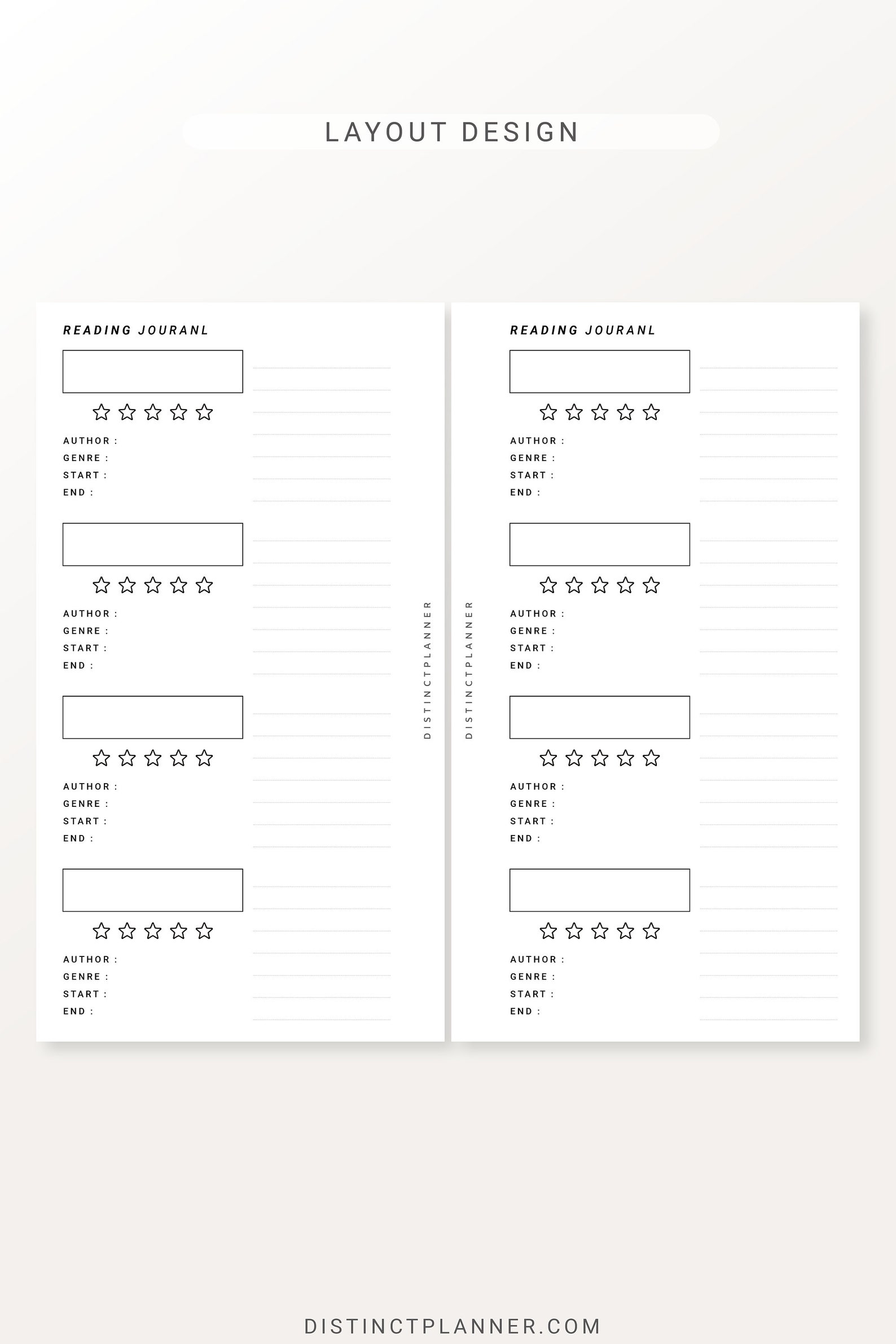 Personal Reading Journal Printable Inserts Book Review Log - Etsy