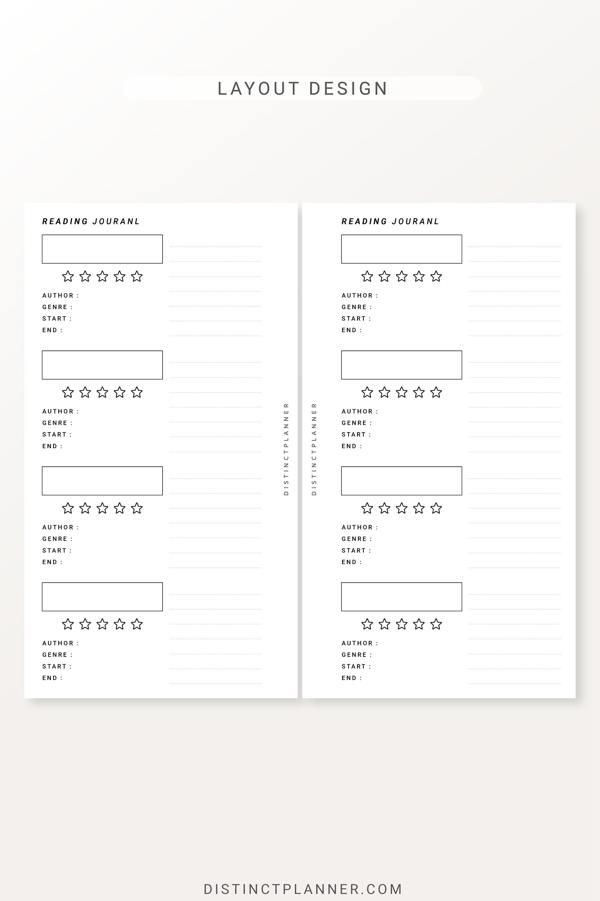 Personal Reading Journal Printable Inserts Book Review Log - Etsy