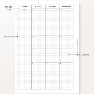 2022 Monthly Planner A5 Inserts, Full Dated Month on Two Pages for ...