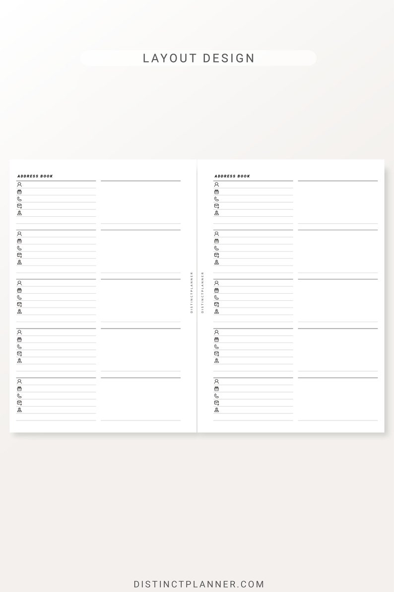 A5 Address Book Printable Inserts, Contact List Template Planner Refill ...