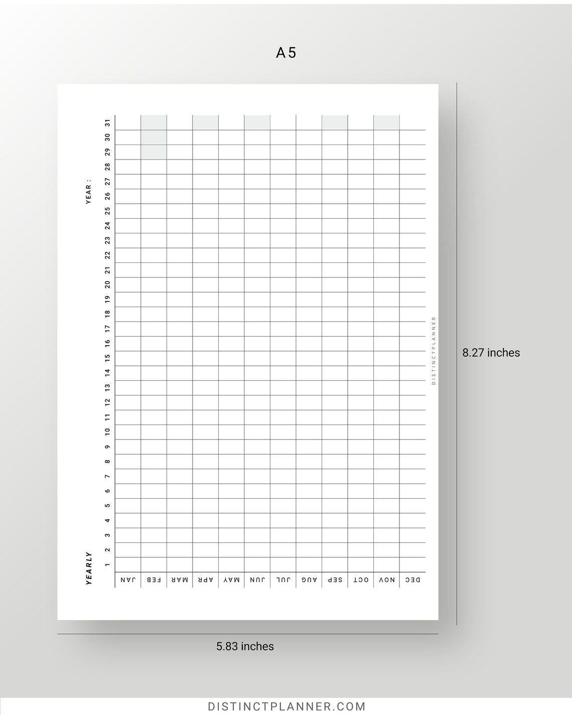 Yearly Overview Printable, Year at a Glance, Undated Yearly Planner A5 ...