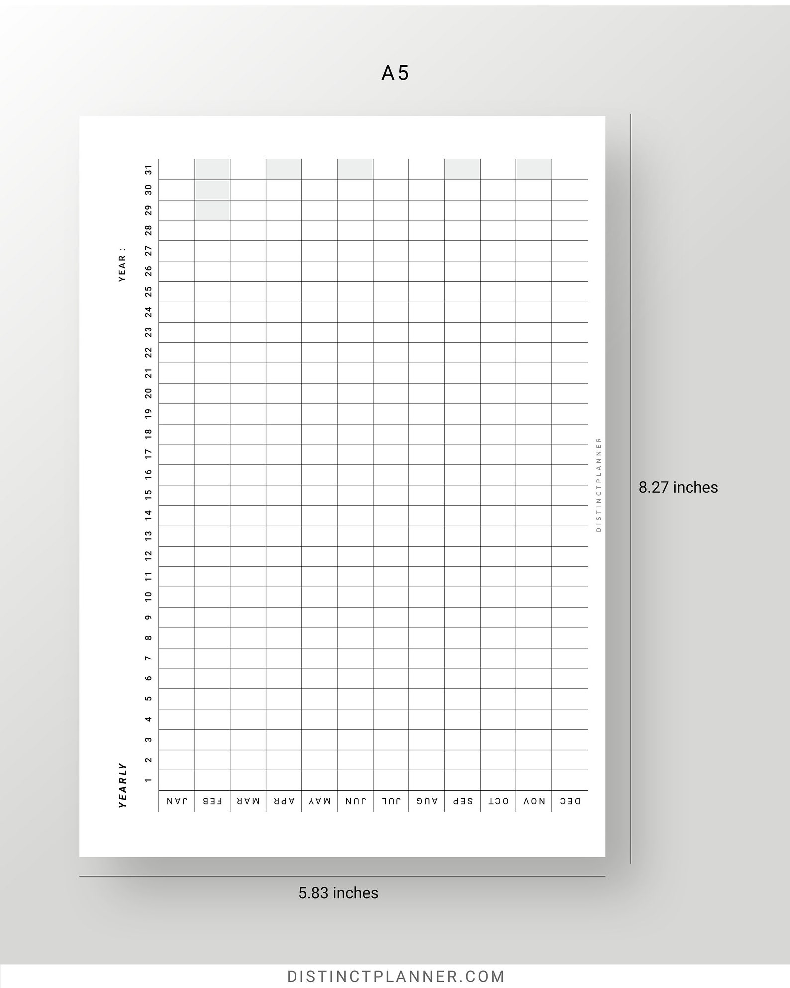 Yearly Overview Printable, Year at a Glance, Undated Yearly Planner A5 ...