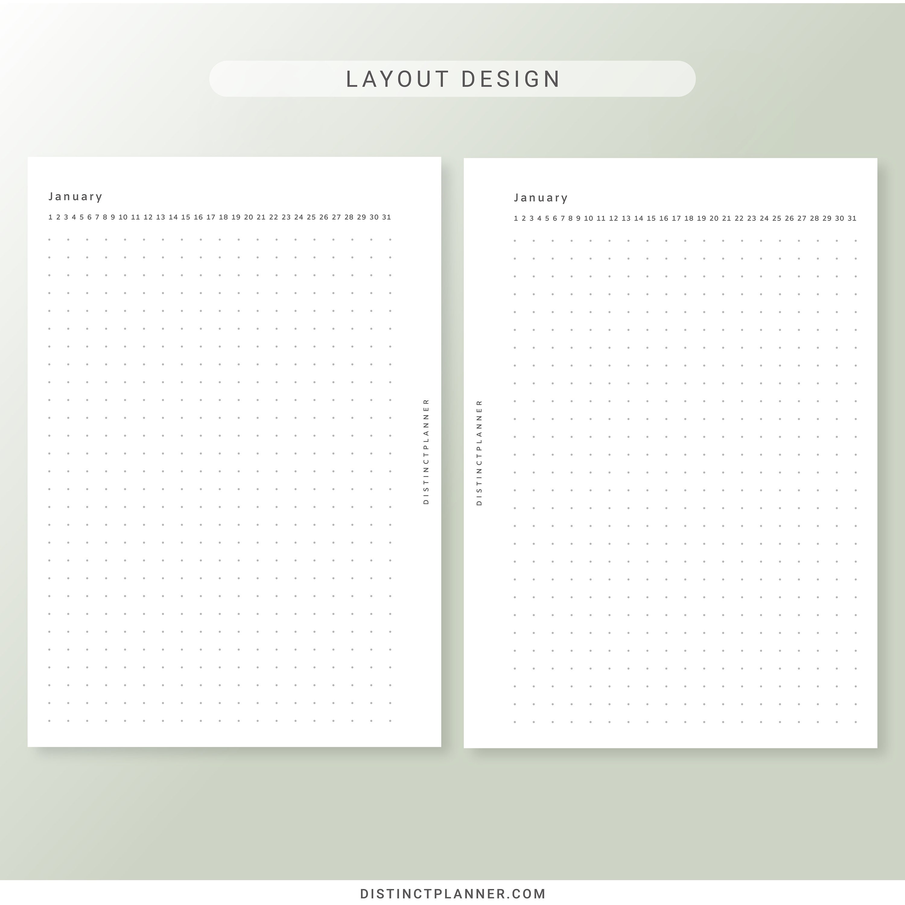 A6 Inserts, Bullet Journal Printable Dot Grid, Undated Monthly Notes ...