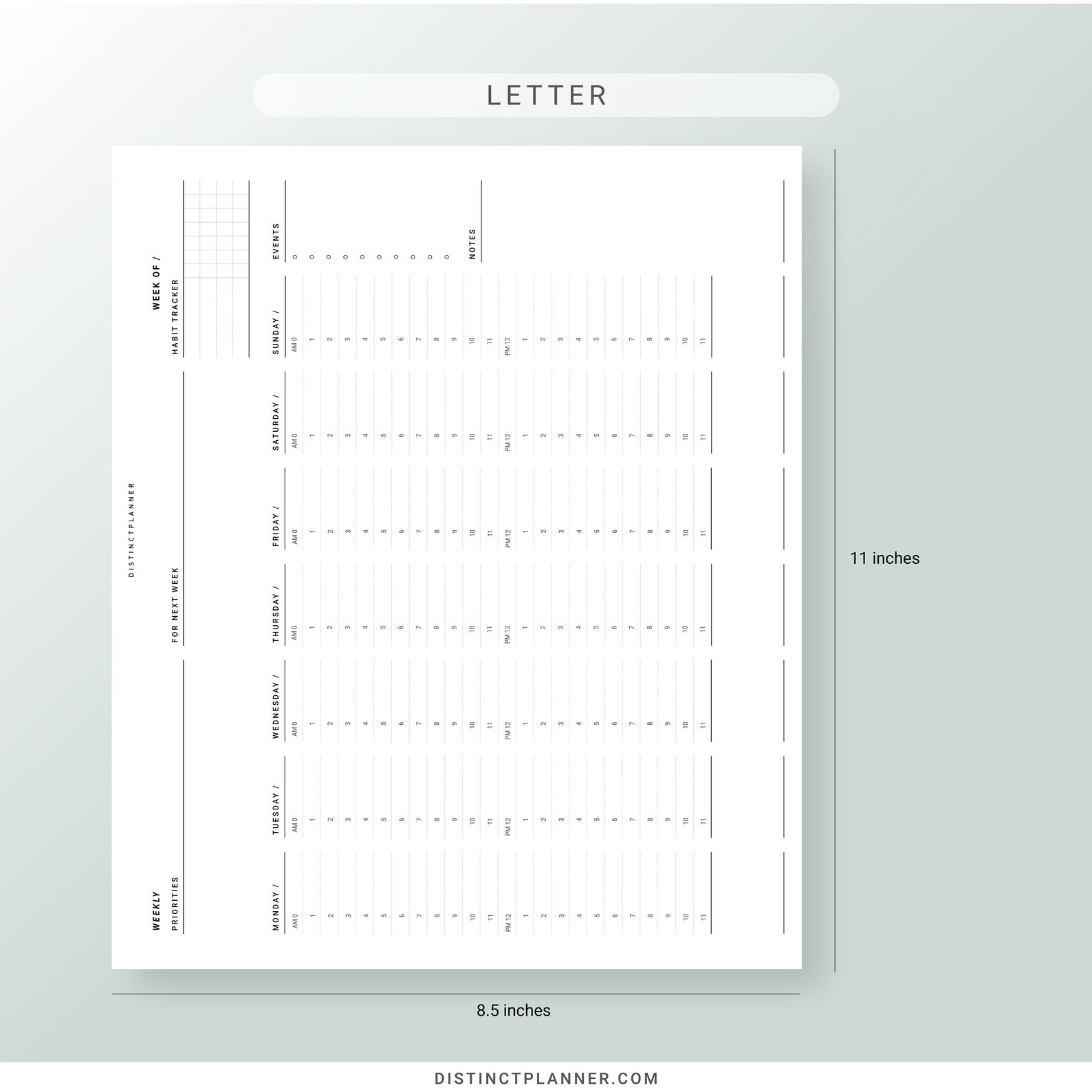 A4 | Weekly Planner Time Blocking Printable | Weekly Timetable Desk Pad ...