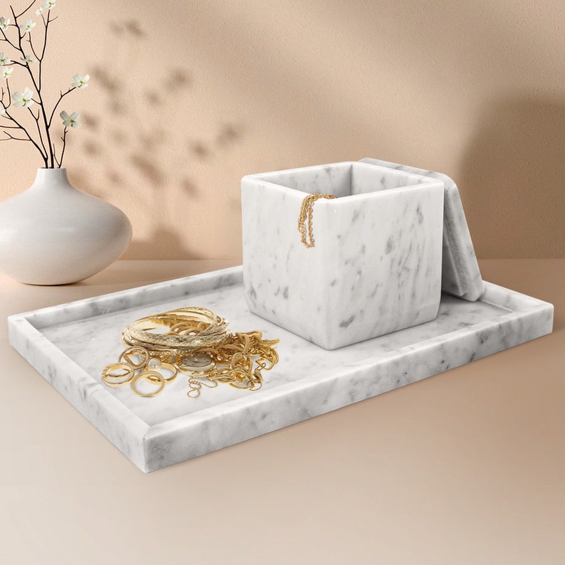 Natural Marble Trinket Box With Gold Cover, Cotton Box , Marble Box ...