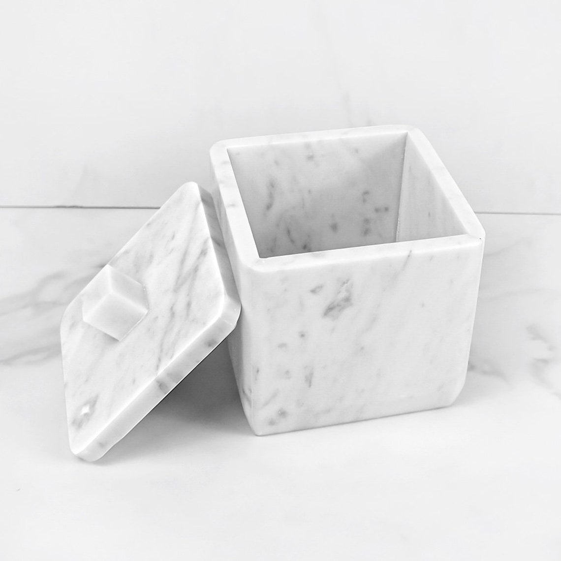Natural Marble Trinket Box With Gold Cover, Cotton Box , Marble Box ...