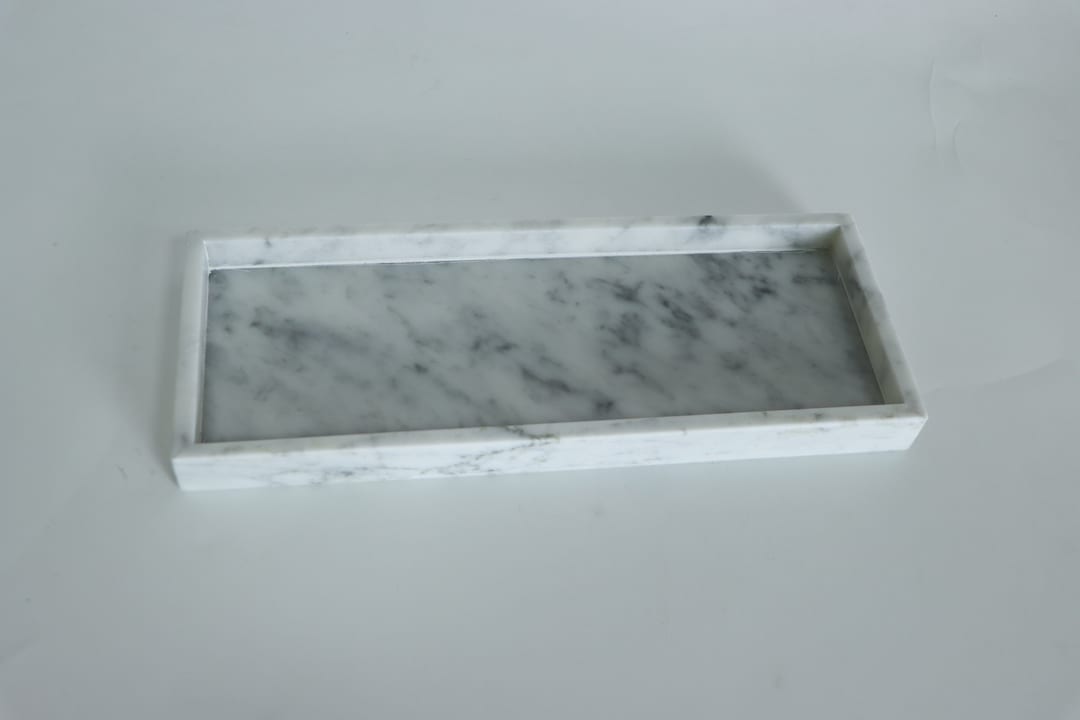 Natural White Marble Tray, Decorative Tray, Bathroom Tray, Medium Size ...