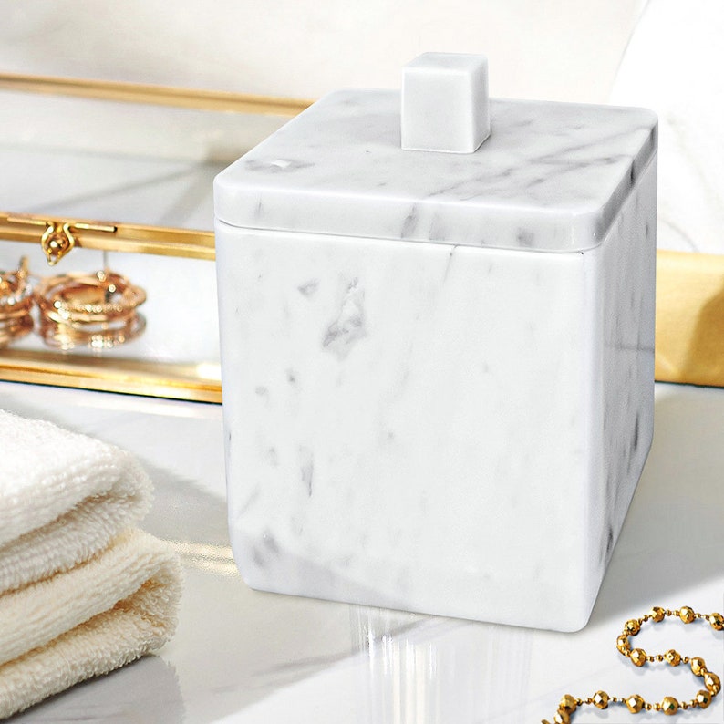 Natural Marble Trinket Box With Gold Cover, Cotton Box , Marble Box ...
