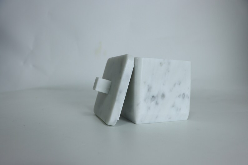 Natural Marble Trinket Box With Gold Cover Cotton Box - Etsy