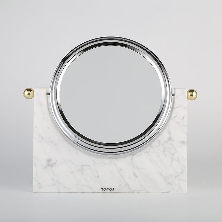 Natural White Marble Two-sided Silver Framed Mirror - Etsy