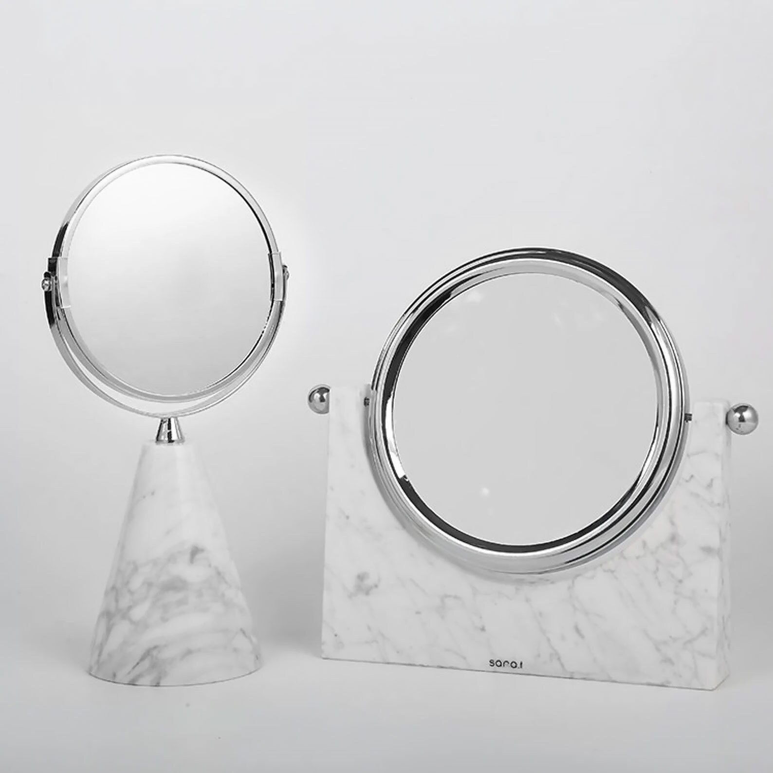 Natural White Marble Two-sided Silver Framed Mirror - Etsy