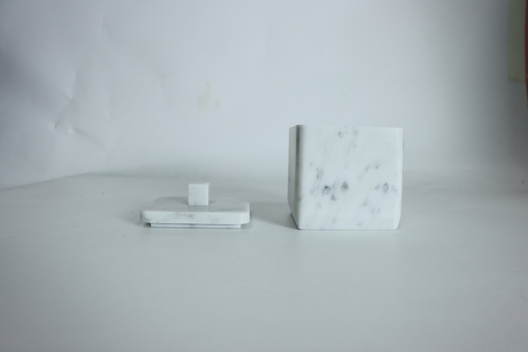 Natural Marble Trinket Box With Gold Cover Cotton Box - Etsy