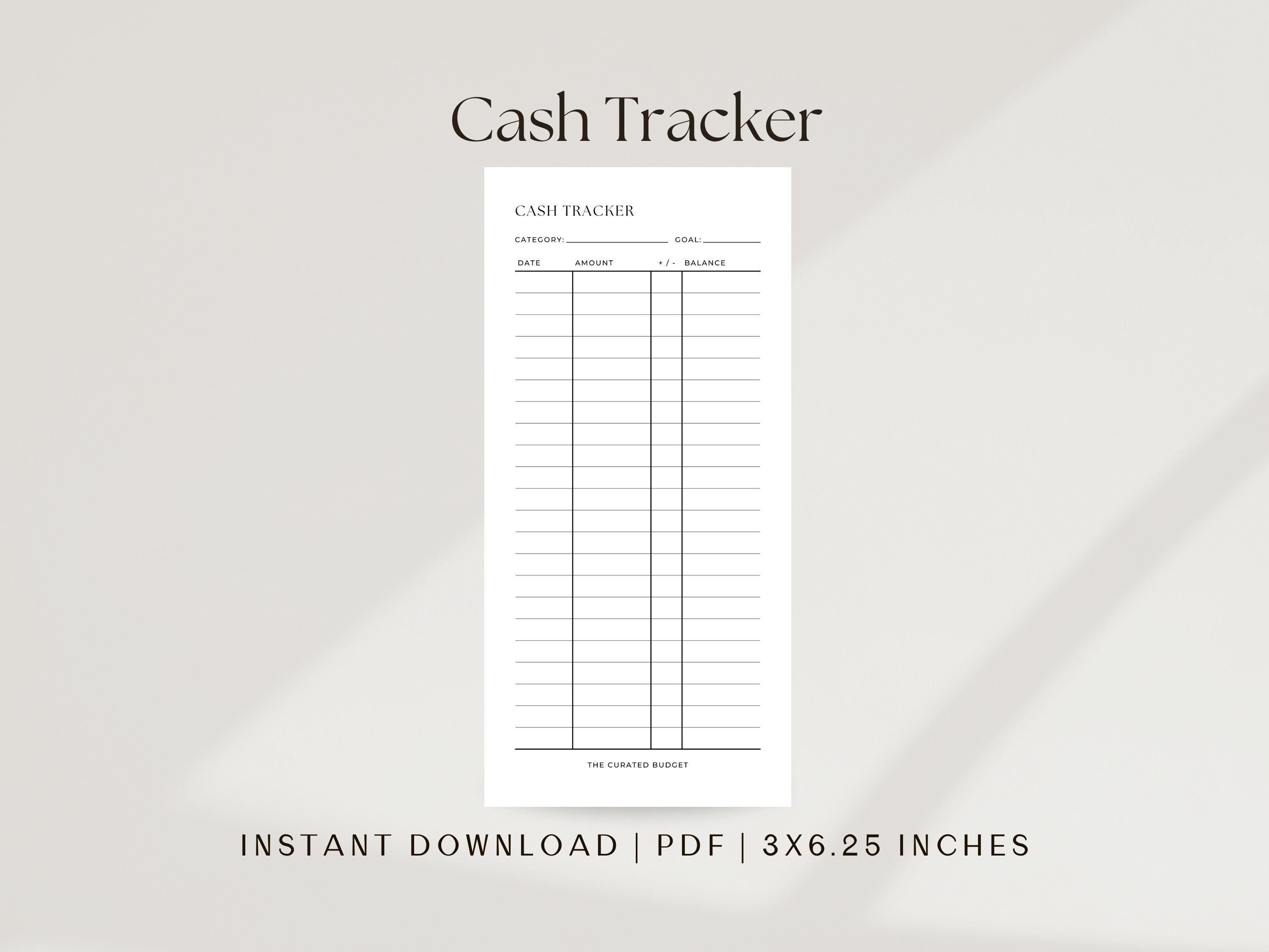 Cash Tracker for Cash Envelope Instant Download Printable PDF Digital ...