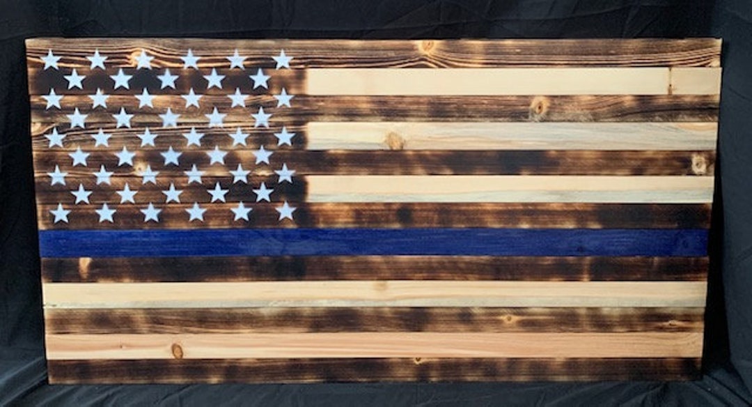 Rustic American Thin Blue Line Flag - Etsy