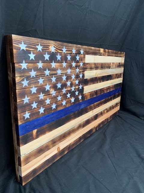 Rustic American Thin Blue Line Flag - Etsy