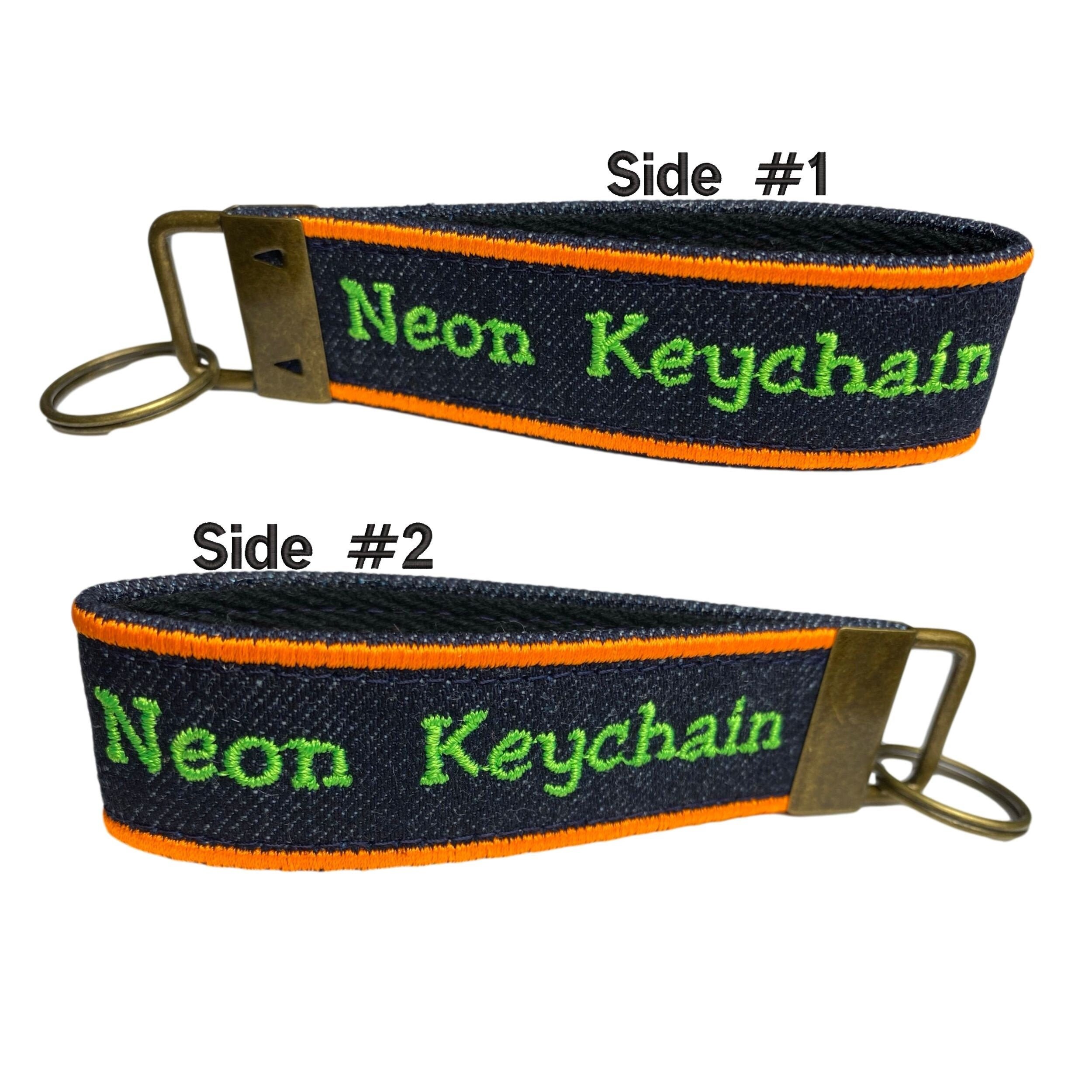 Customizable Neon Keychain Neon Thread Embroidered Keychain | Etsy