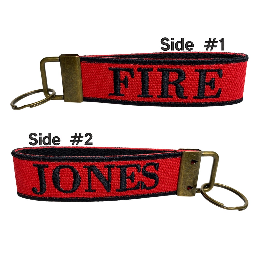 Firefighter Keychain Fireman Gift First Responder Custom Embroidered ...