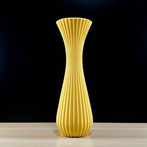 Tall Matte Yellow Striped Bouquet Vase, Modern Home Decor Gift for Her ...