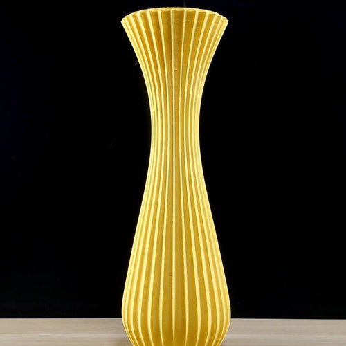 Tall Matte Yellow Striped Bouquet Vase | Etsy