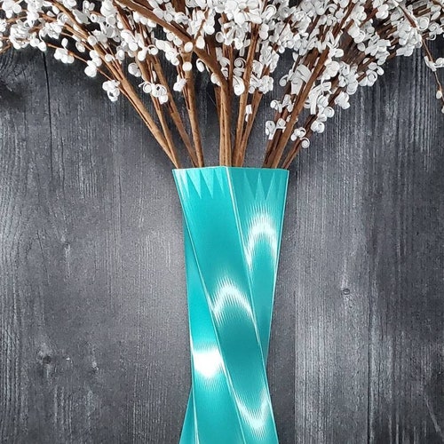 Tall Geometric Silver Vase or Centerpiece - Etsy
