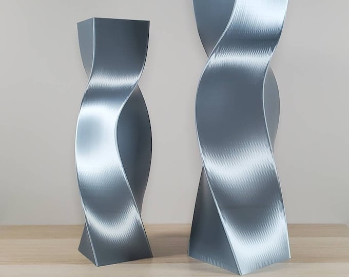 Tall Geometric Silver Vase or Centerpiece - Etsy